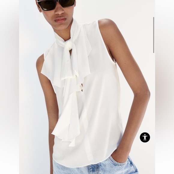 Zara | Tops | Zara Knotted Neck With Ruffle Sleeveless Too Nwt | Poshmark